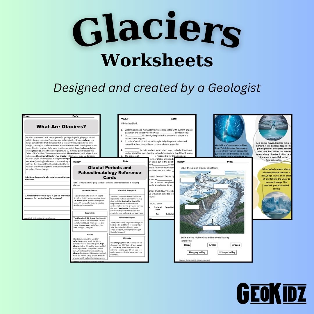 Earth Science | Geology Worksheets | Glacier Worksheet - GeoKidz